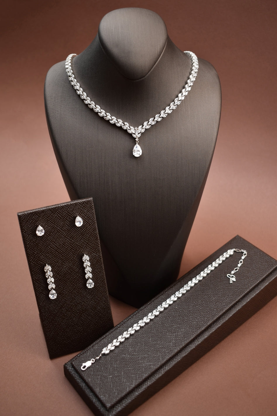 Buy Glisten Simulated Diamond Jewelry Set Ellee Couture Boutique Gold Tone